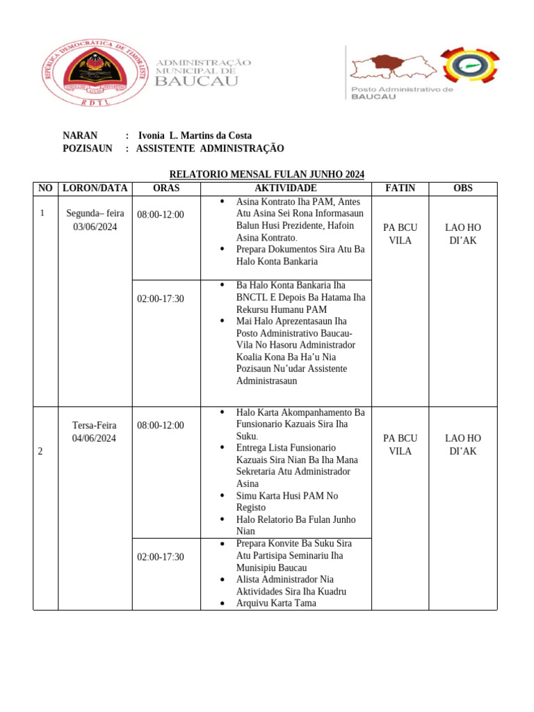 Relatorio Mensal Fulan Junho (2024) | PDF