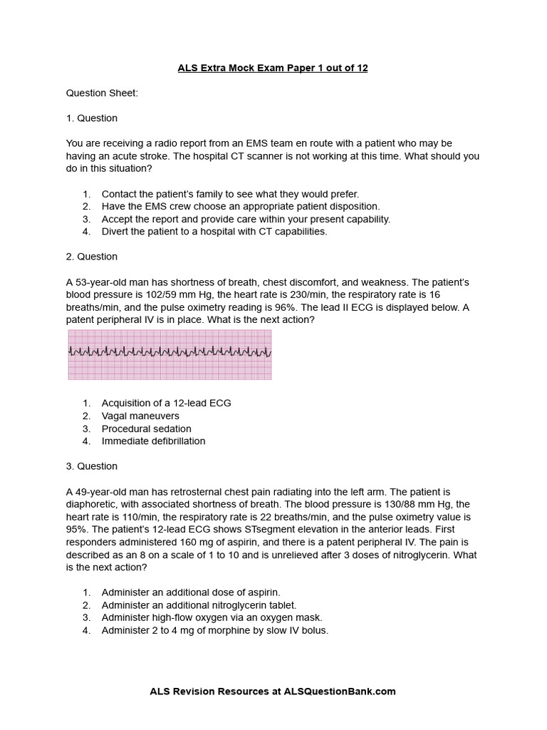 Advanced Life Support ALS Practice Questions MCQ Mock Paper 1 of 12 ...