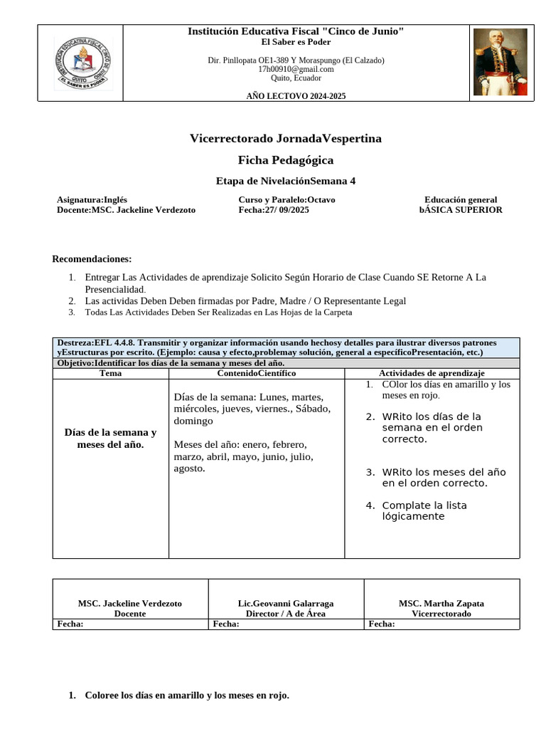 FICHA 8VO EGB - Traducido | PDF | Modificación de comportamiento | Aprendizaje