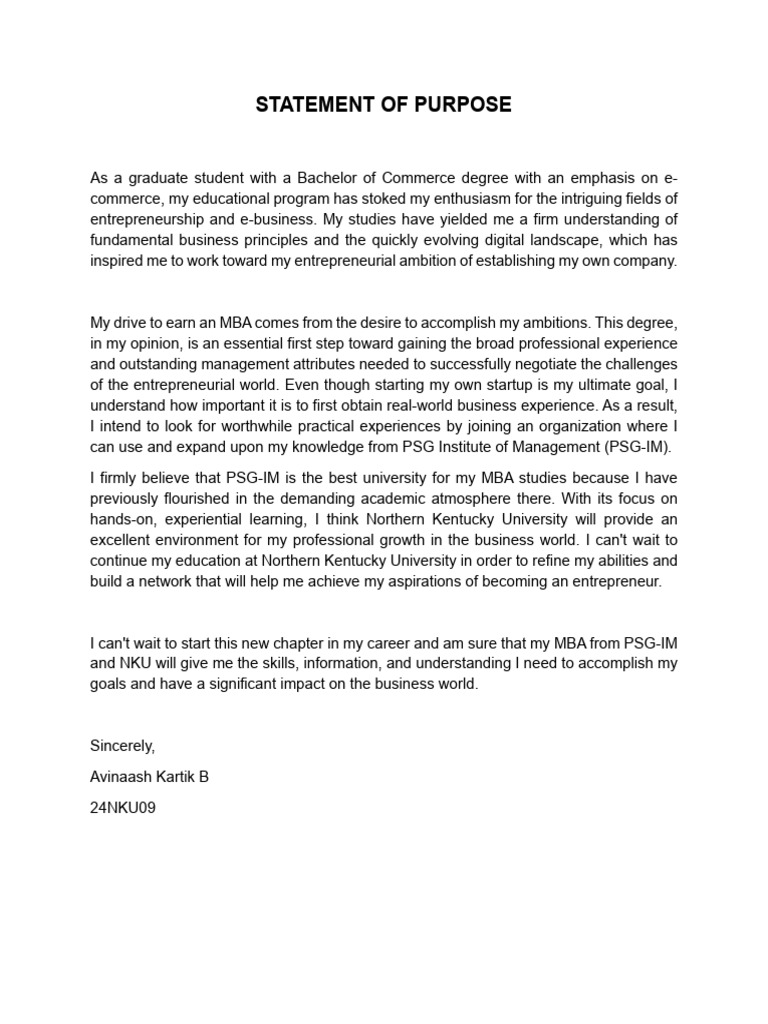 Statement of Purpose | PDF