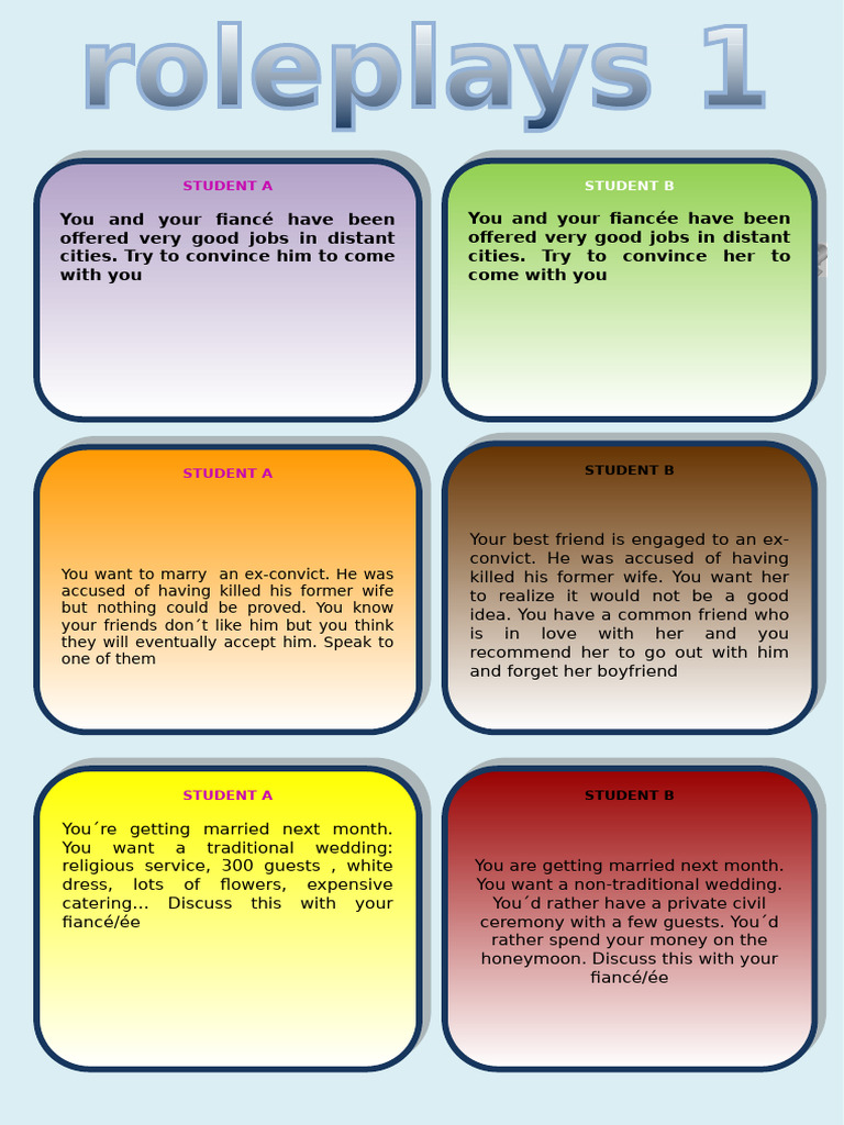 Roleplays 1 Role Plays Drama and Improvisation Activities - 25455 | PDF
