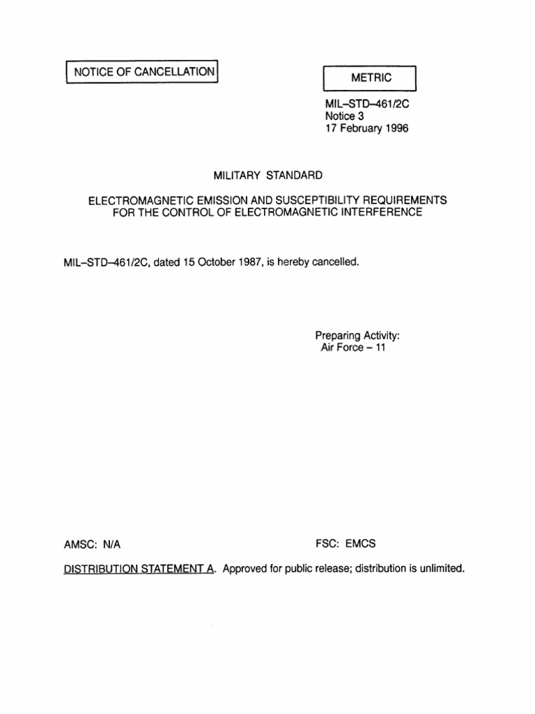 Mil STD 461C - Part 2 - Notice 3 | PDF
