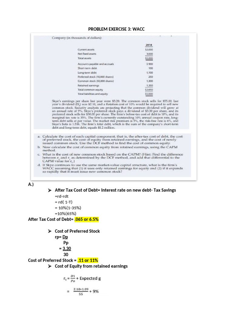 Financial Management-Problem Exercise-WACC | PDF