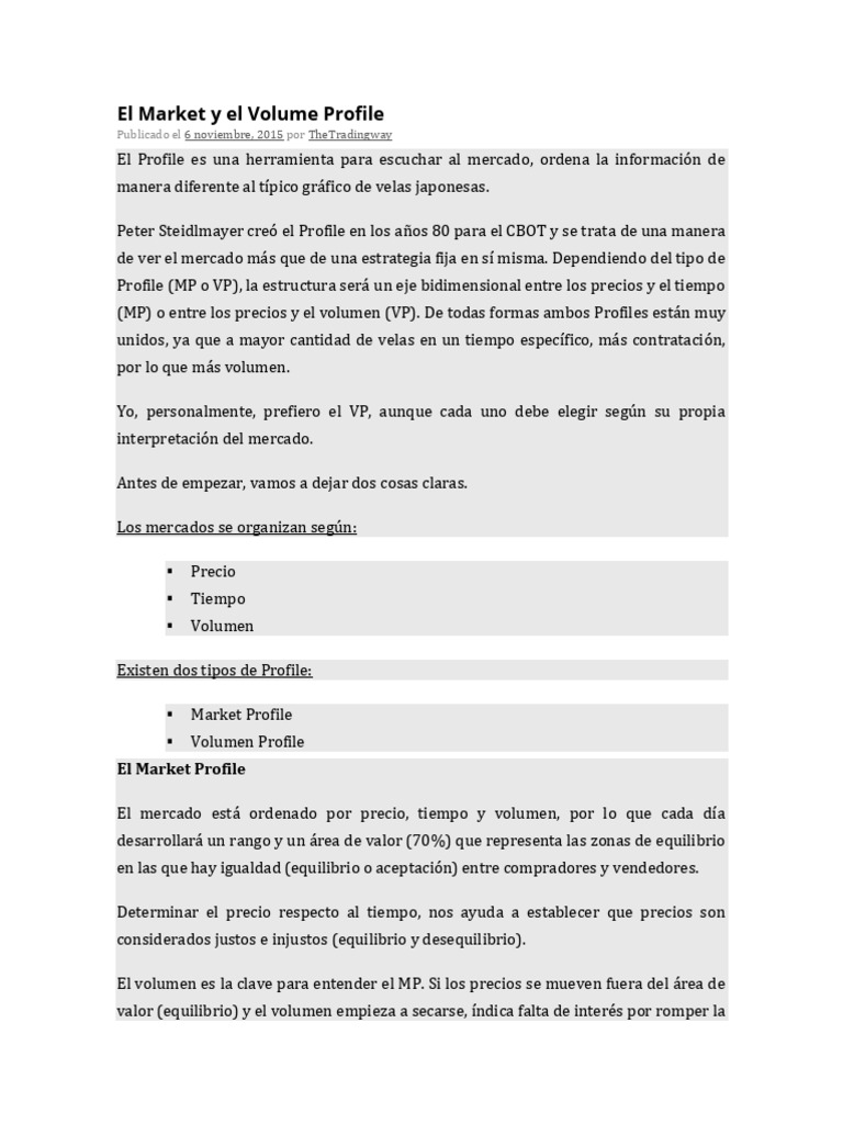 Market y Volume Profile | PDF | Mercado (economía) | Precios