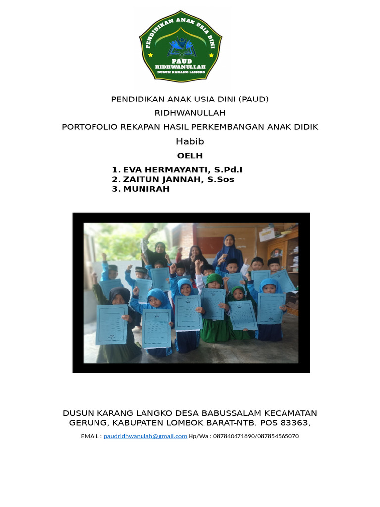 Cover Portofolio Paud | PDF