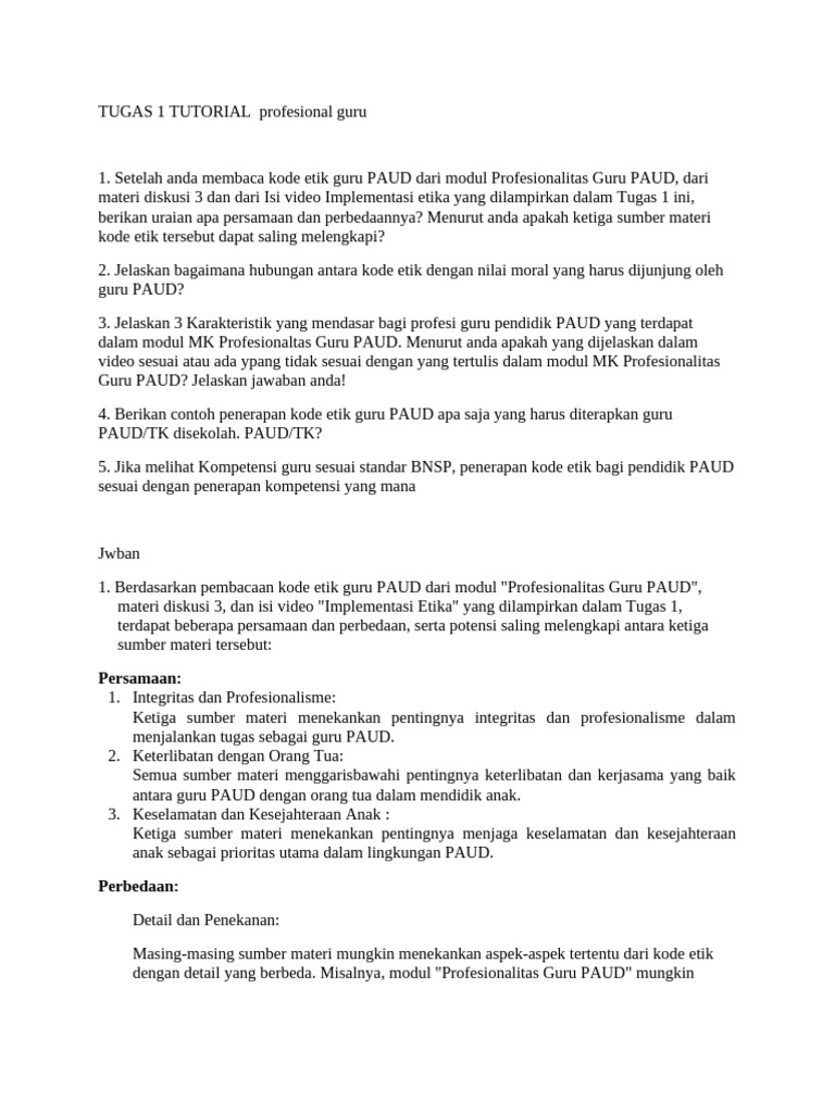 Jawaban Tugas 1 TUTON | PDF | Karier & Perkembangan | Bisnis