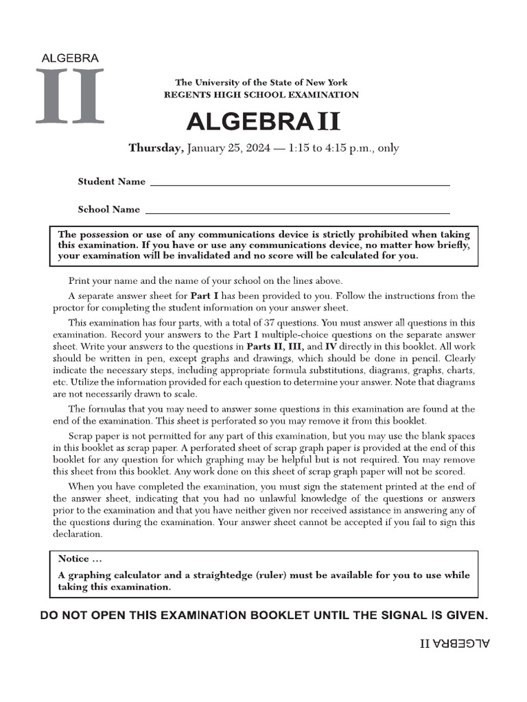 NYS Regents A2 24jan | PDF