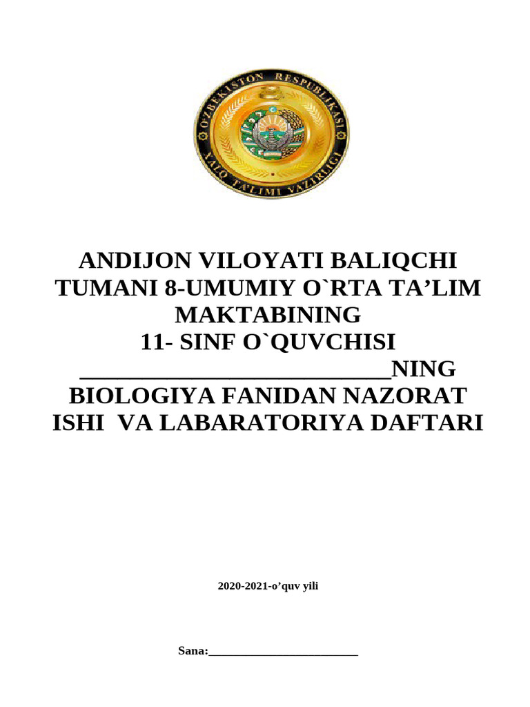 11 Nazorat Ishi Daftari | PDF