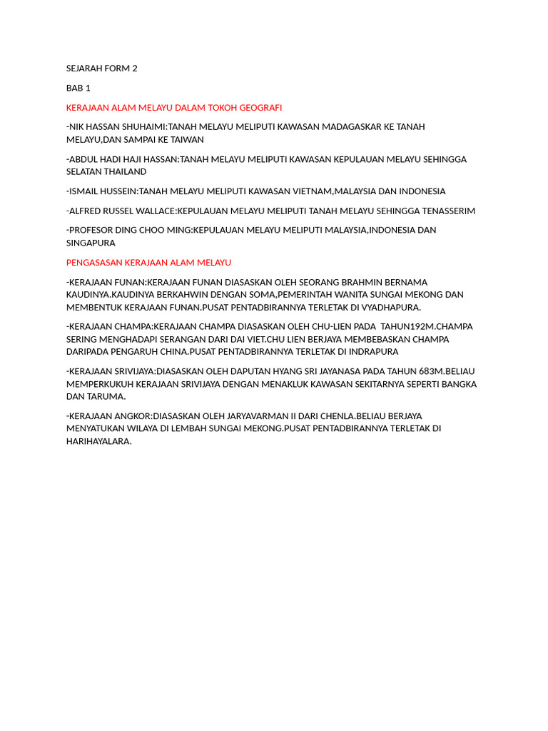 Sejarah Form 2 | PDF