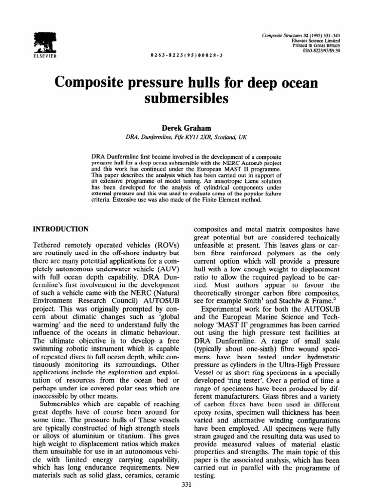 Composite Pressure Hulls For Deep Ocean Submersibles | PDF | Strength Of Materials | Stress ...