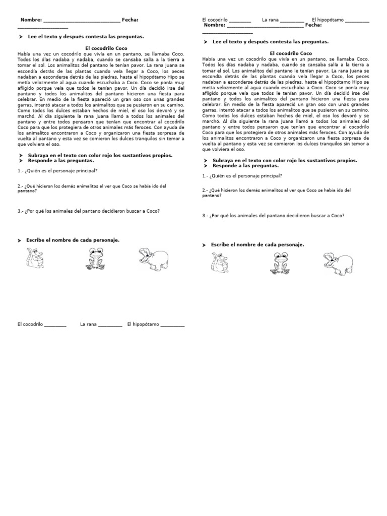 Lectura El Cocodrilo Coco | PDF