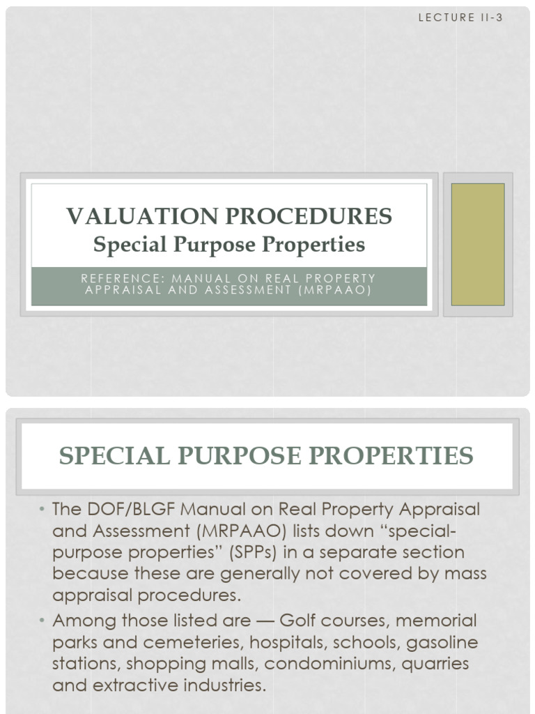Lecture II - 3 - VALUATION PROCEDURE - Special Purpose Properties | PDF ...