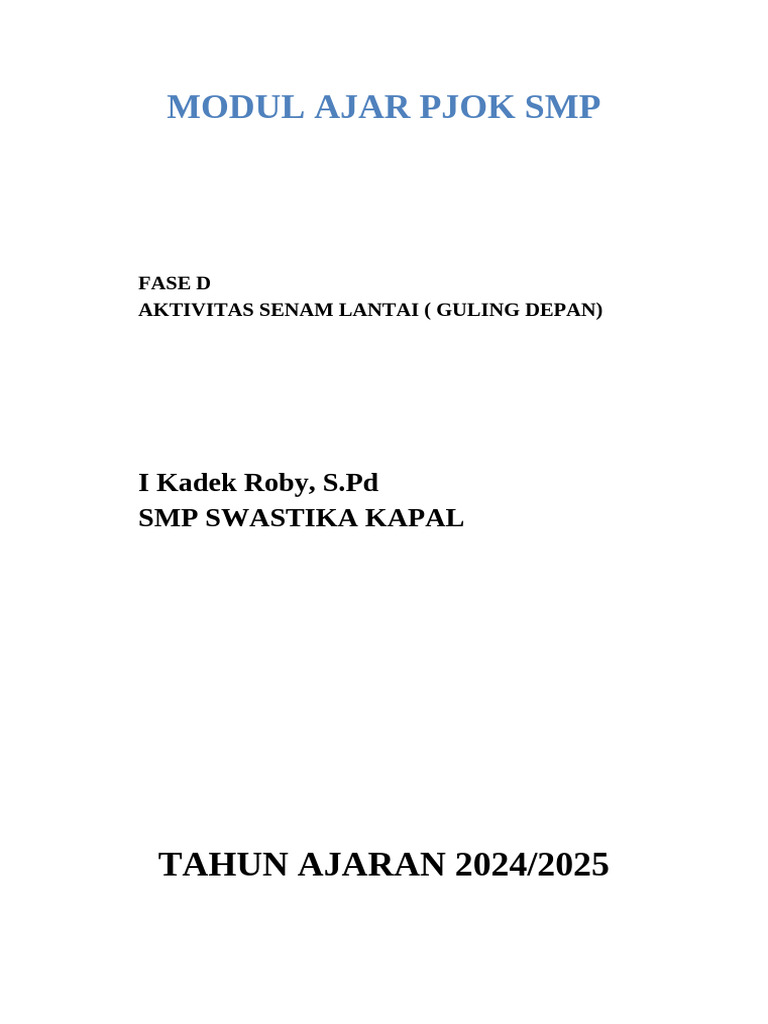 Modul Roll Depan | PDF | Karier & Perkembangan