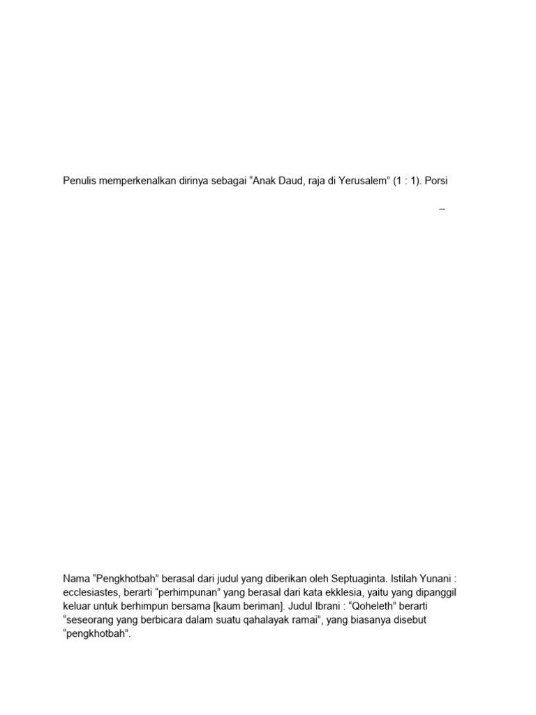 Penulis Kitab Pengkhotbah dan Tujuannya | PDF