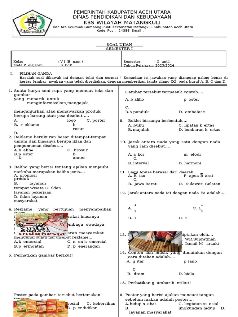 PDF Soal SBDP Kelas 6 - Compress | PDF