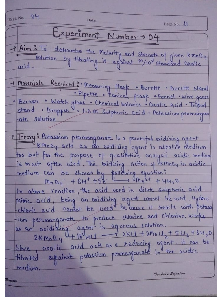 Chemistry, Experiment - 4,5,6 | PDF