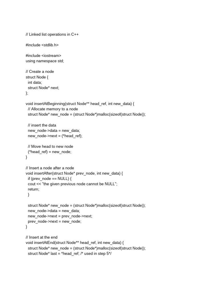 C++ Linked List Operations Guide | PDF | Computer Data | Software Development