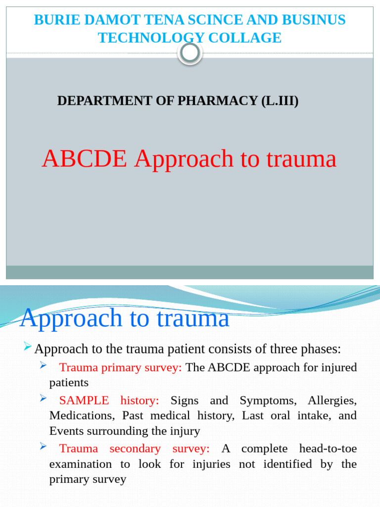ABCDE Approach To Trauma | PDF | Thorax | Respiratory Tract
