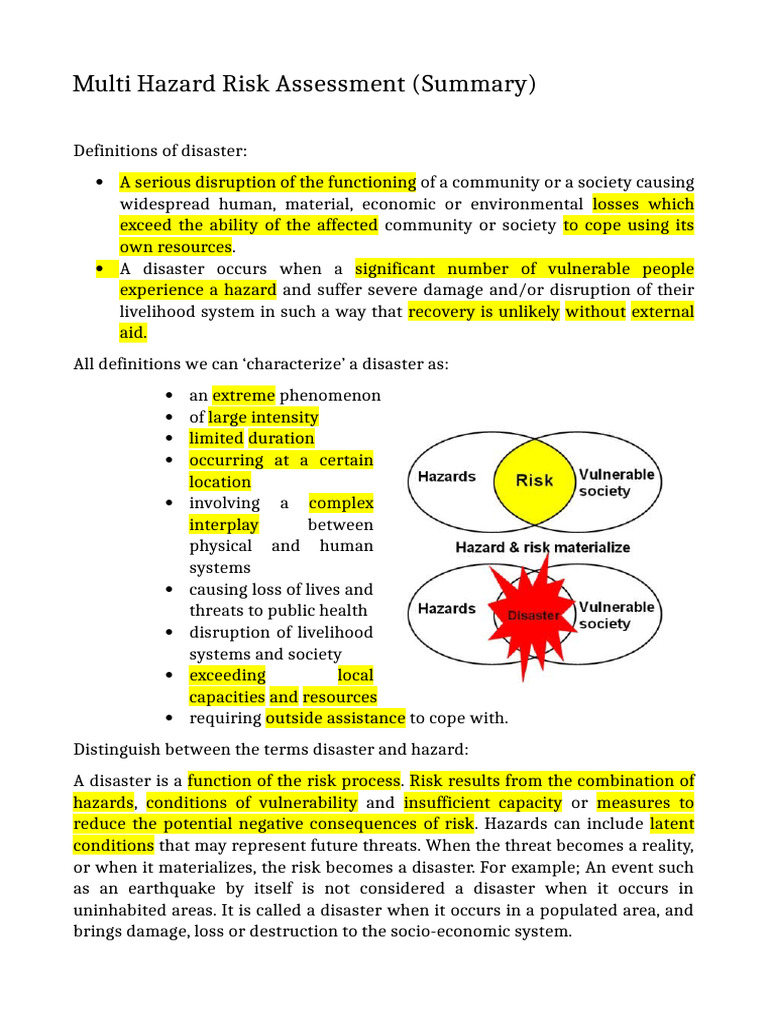 Multi Hazard Risk Assessment (Summary) | PDF | Types Of Volcanic ...