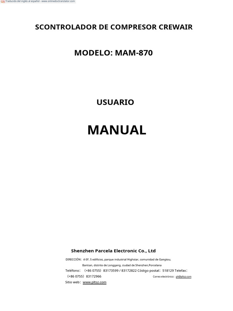 Manual del Controlador MAM-870 | PDF | Contraseña | Relé