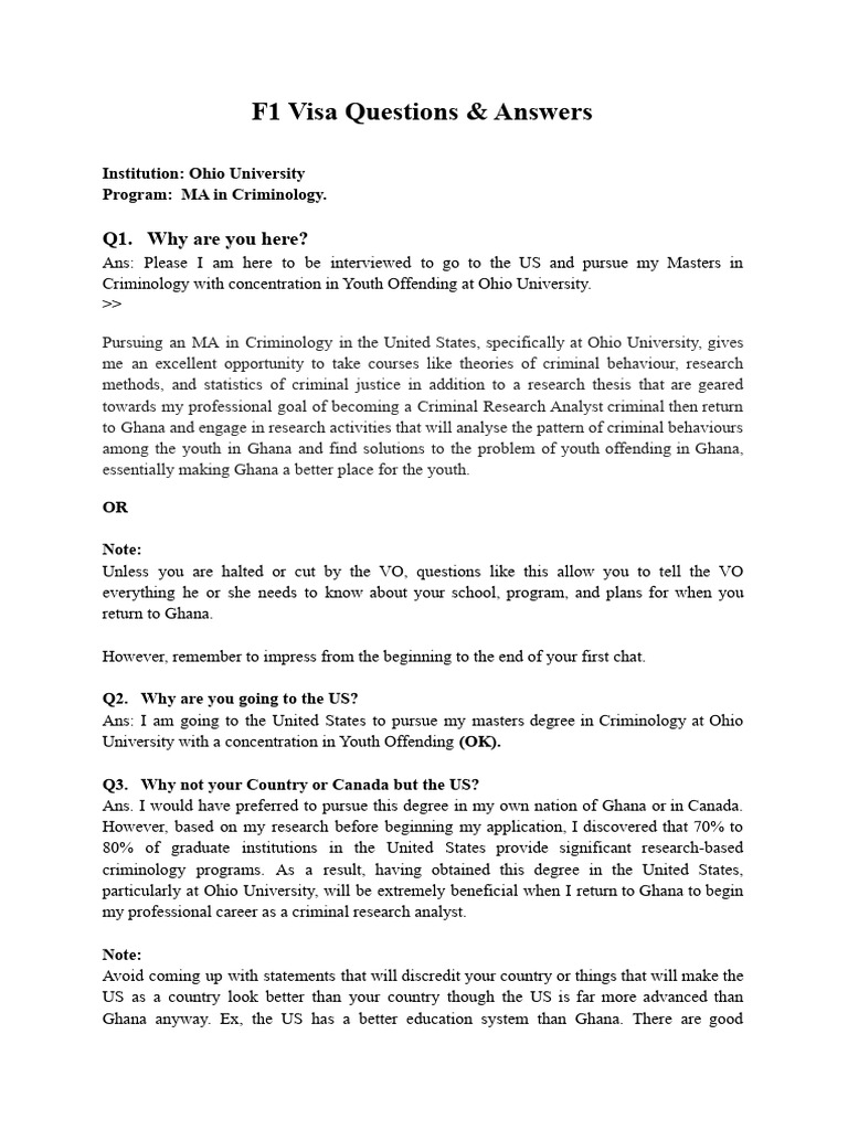 F1 Visa Questions and Answers | PDF | Criminology | Crimes