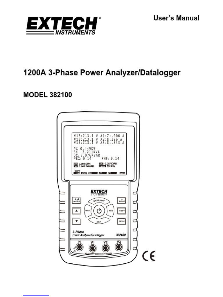 Manual de Usuario Analizador de Redes Extech 382100 | PDF | Alternating ...