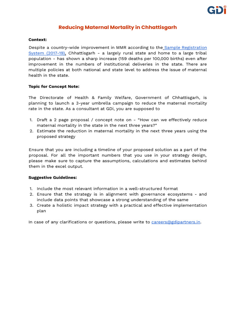 Concept Note_ Reducing Maternal Mortality | PDF Concept Note_ Reducing Maternal Mortality | PDF