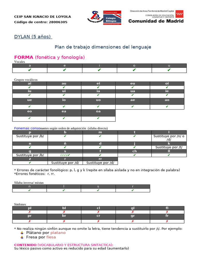 Plan Trab Dimensiones Lge | PDF | Léxico | Memoria