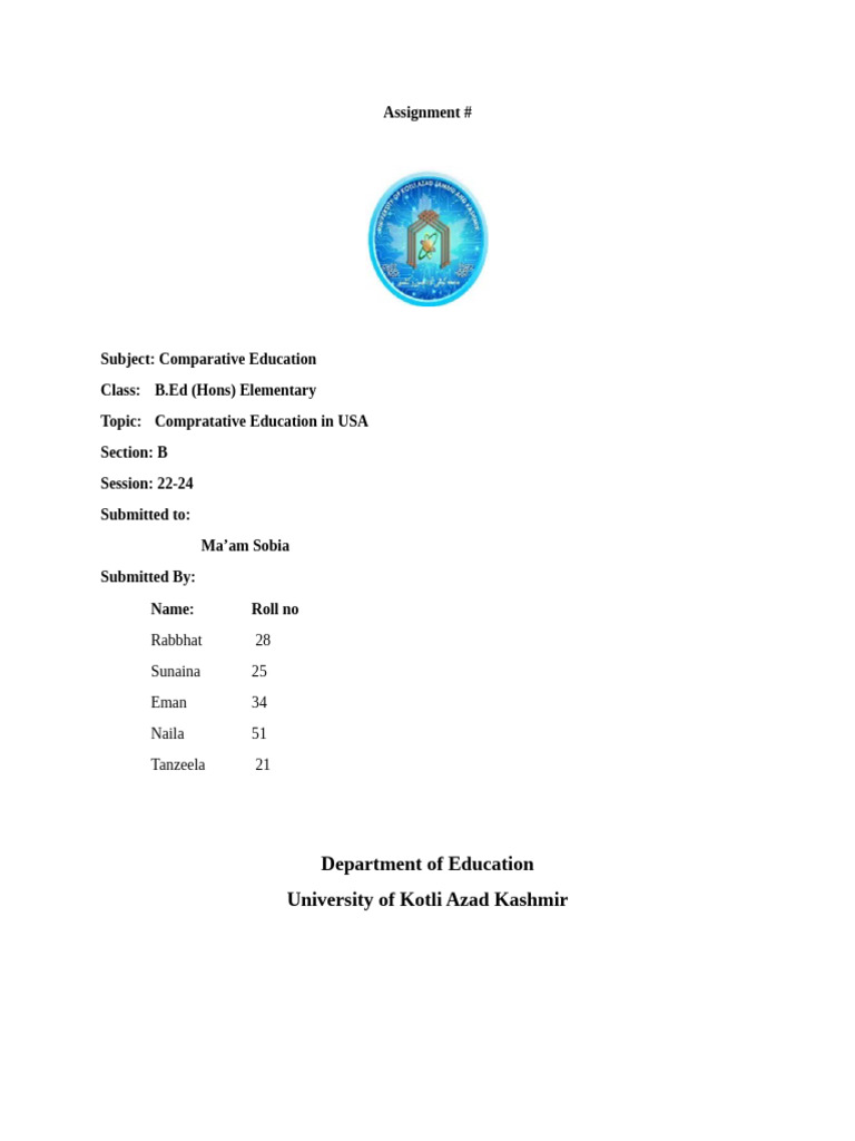 Comparative Education in the USA | PDF | Educational Assessment | Teachers