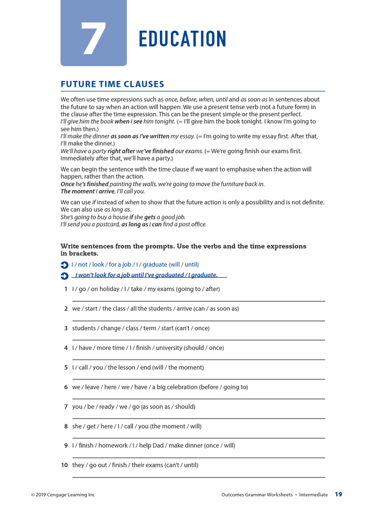 Future Time Clauses Exercise 2 | PDF | Sentence (Linguistics) | Clause