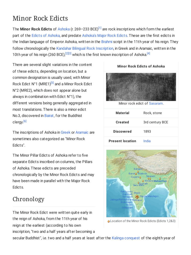 Asoka's Minor Rock Edicts | PDF | Ashoka