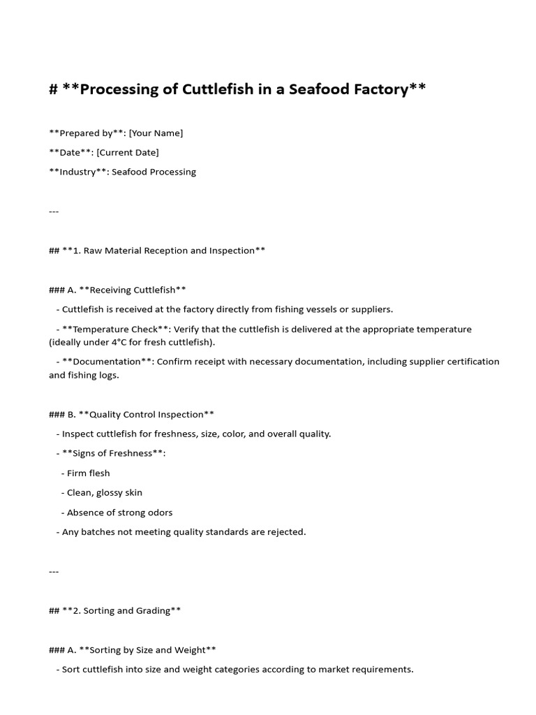 Processing of Cuttlefish in A Seafood Factory | PDF | Packaging And ...