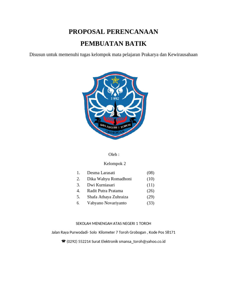 Proposal Batik XI-E Kel Nano | PDF
