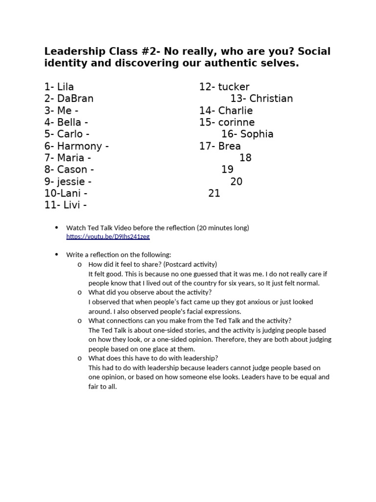 Grace Leadership Class #2 Worksheet | PDF