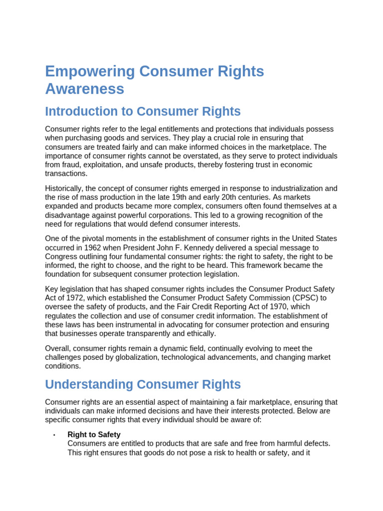 Empowering Consumer Rights Awareness | PDF | Consumer Protection | Food ...