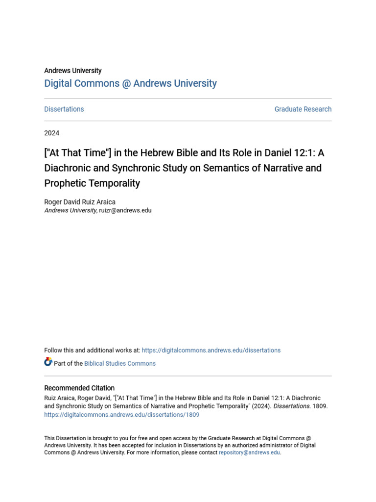 (At That Time) in The Hebrew Bible and Its Role in Daniel 12 - 1 | PDF ...
