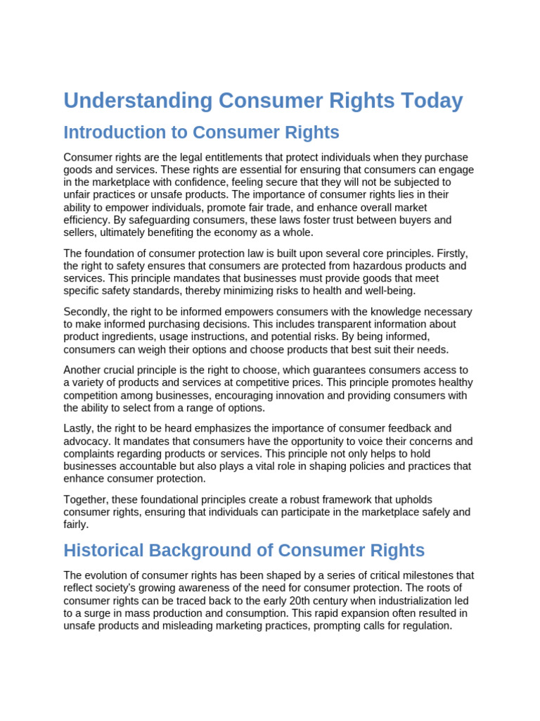 Understanding Consumer Rights Today | PDF | Consumer Protection | Truth ...