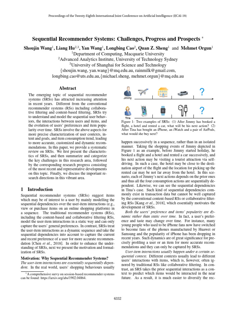 Sequential Recommender Systems - Challenges, Progress and Prospects | PDF | Artificial Neural ...