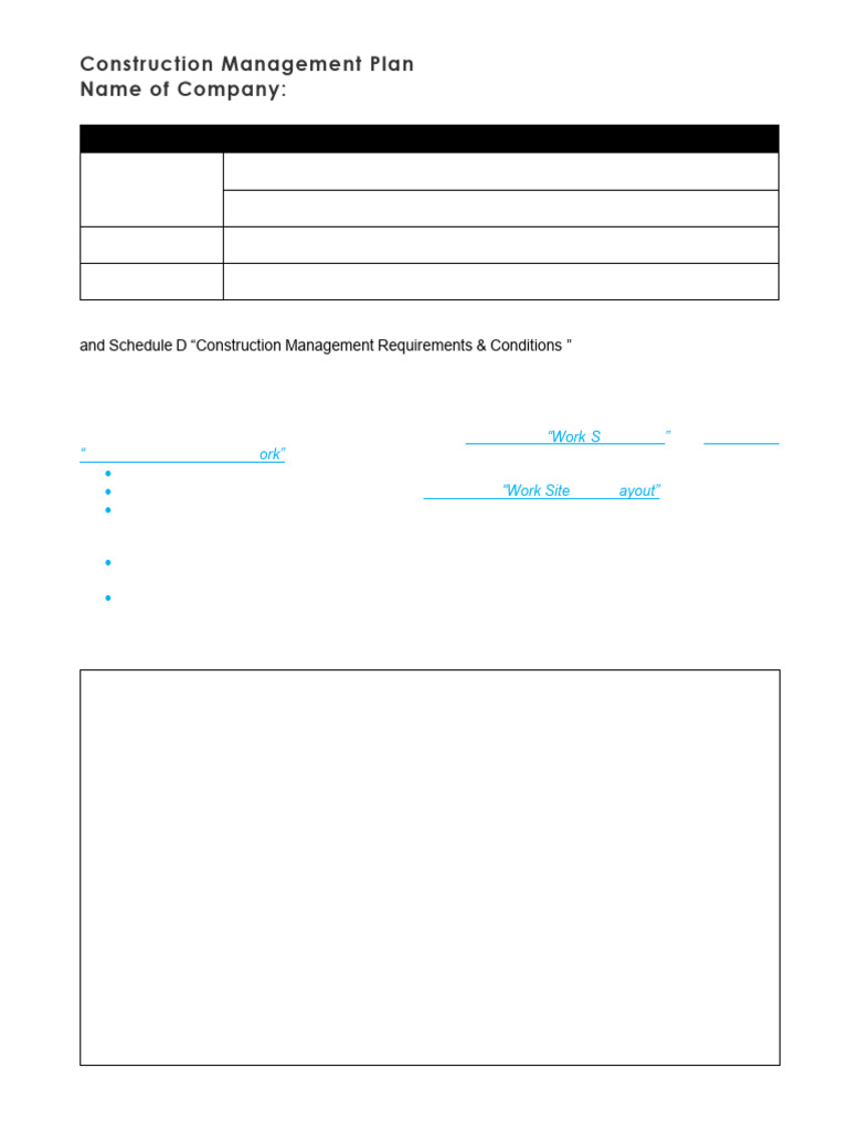 Construction Management Plan Template | PDF | Traffic | Road