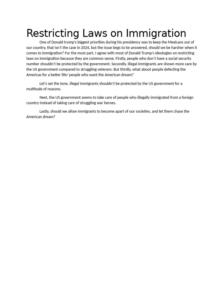 Restricting Laws On Immigration | PDF | Politics