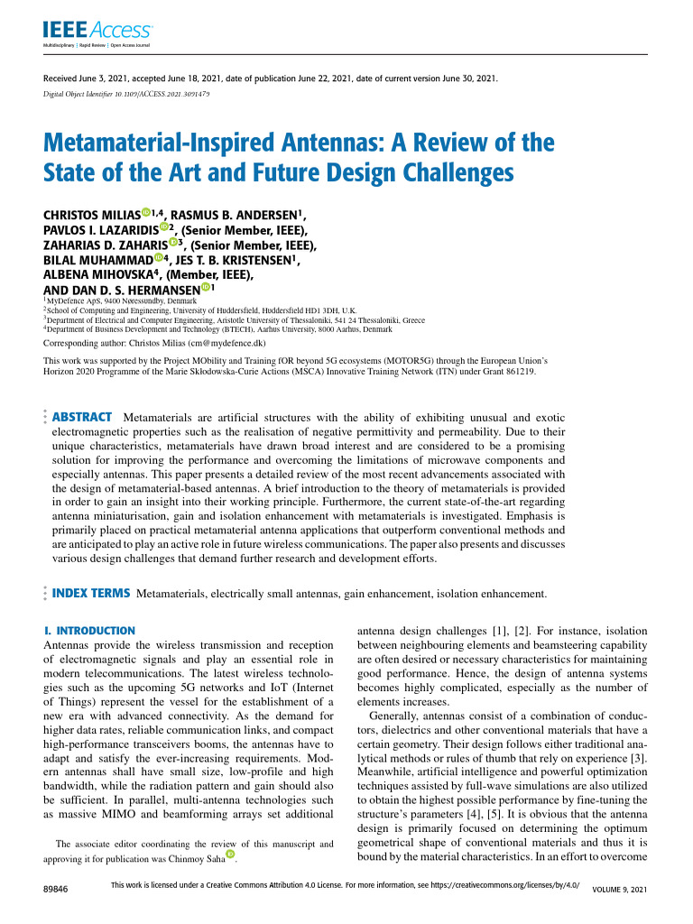 Metamaterial Antennas: Design Review | PDF | Metamaterial | Antenna (Radio)