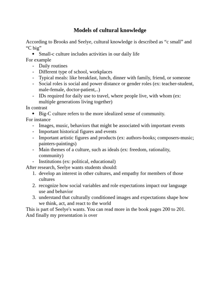 Models of Cultural Knowledge | PDF
