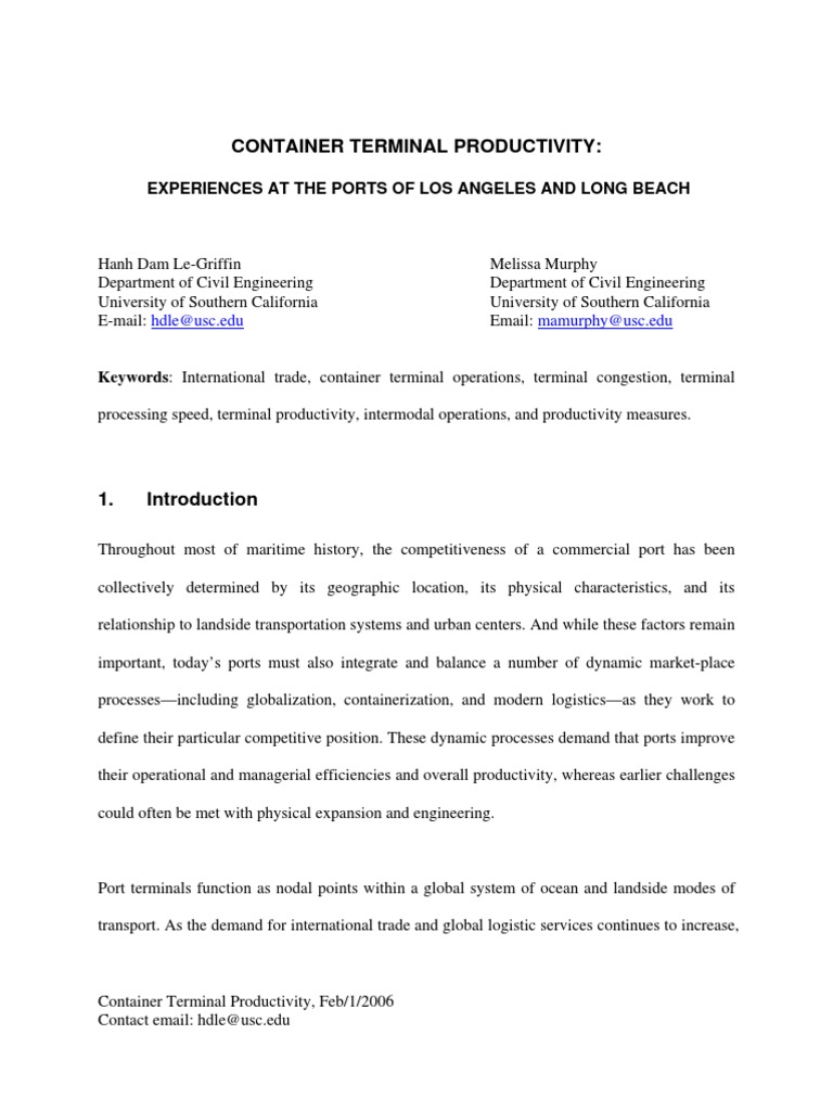 Container Terminal Productivity | Download Free PDF | Containerization ...