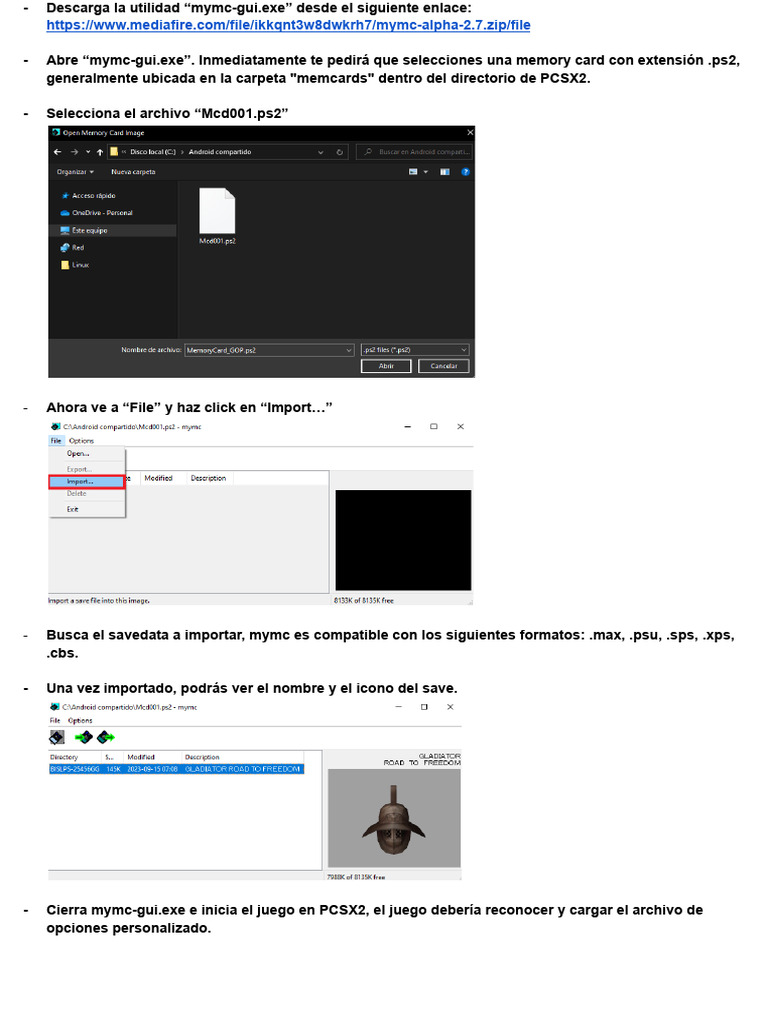 Importar Savedata PCSX2 | PDF