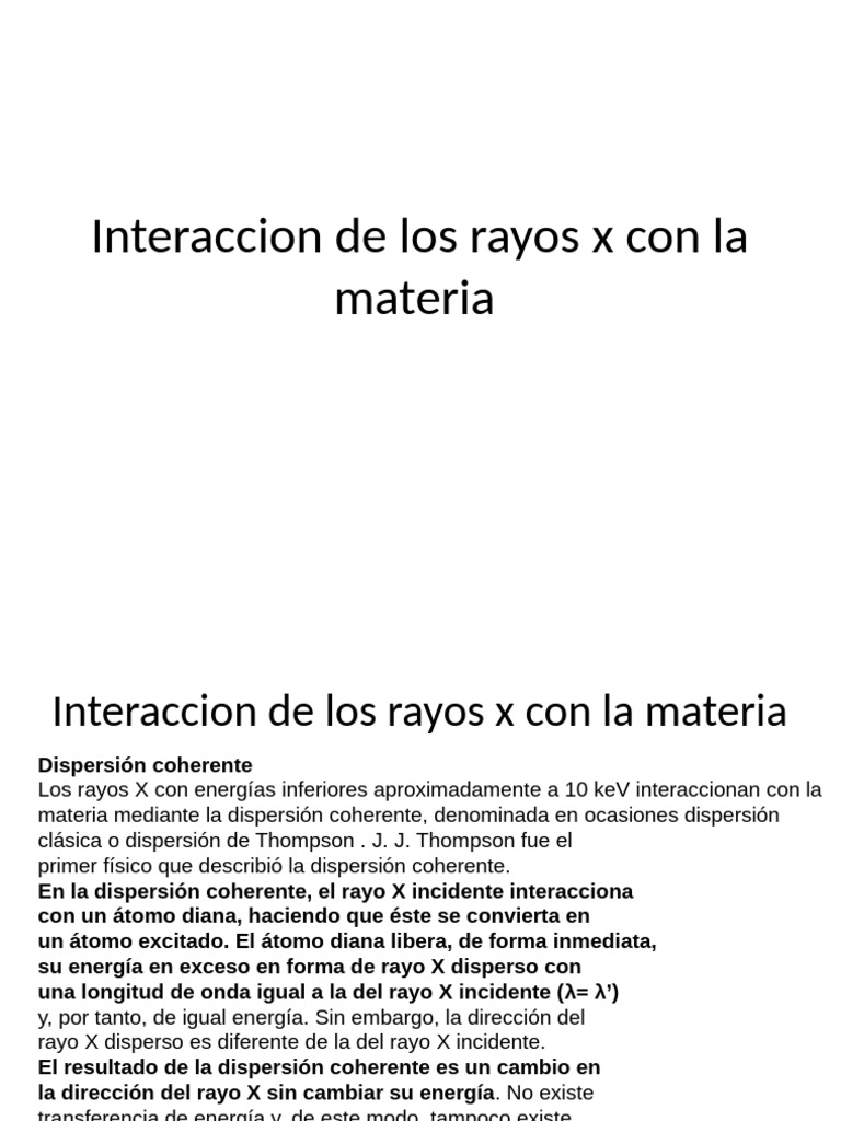 Interaccion de Los Rayos X Con La Materia | PDF | Rayo X | Electrón
