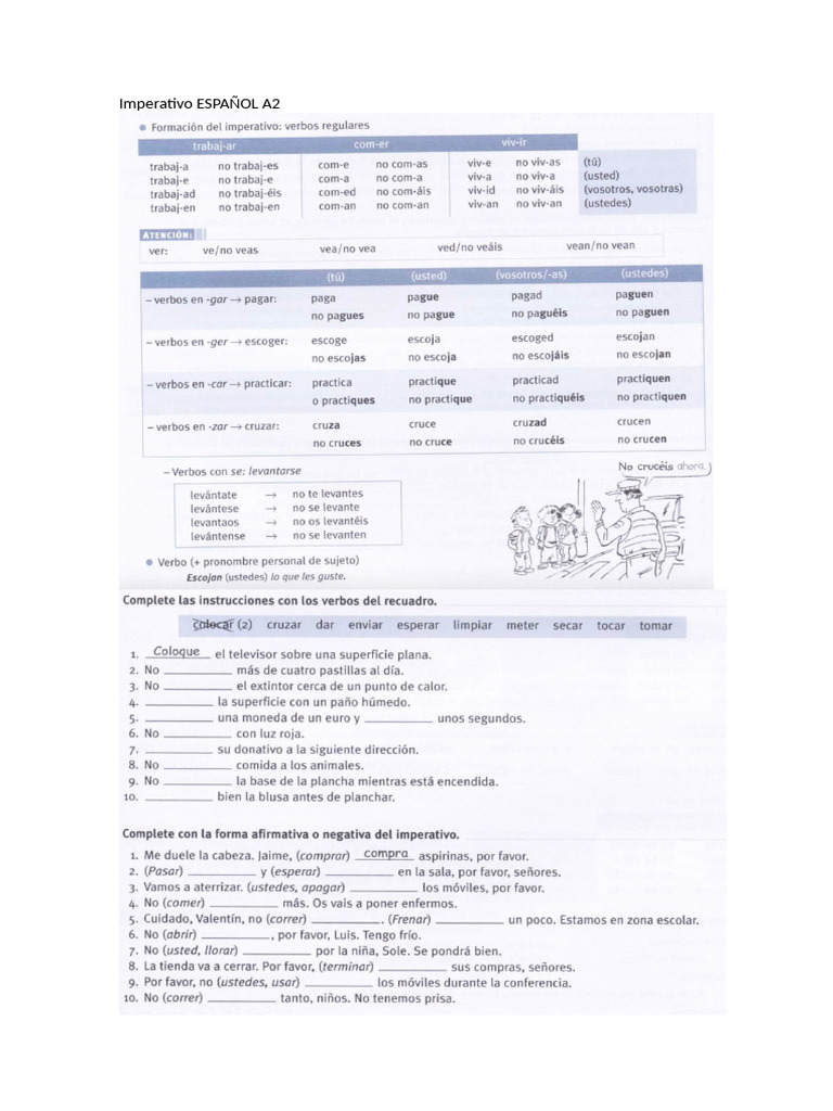 Imperativo ESPAÑOL A2 | PDF