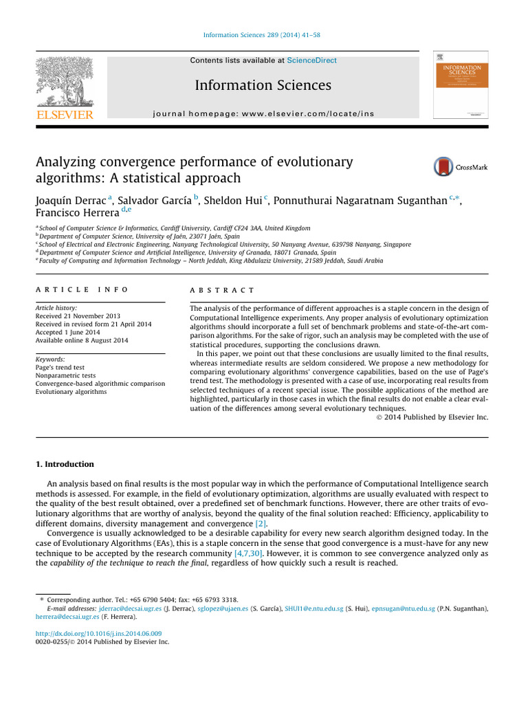 Analyzing Convergence Performance of Evolutionary Algorithms A ...