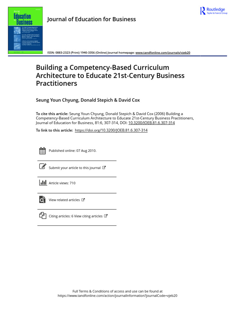 Building A Competency-Based Curriculum Architecture To Educate 21st ...