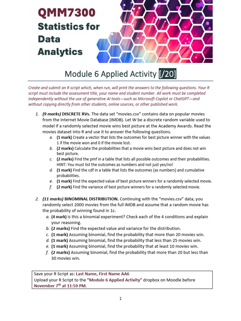 Module 6 Applied Activity | PDF | Probability Distribution ...