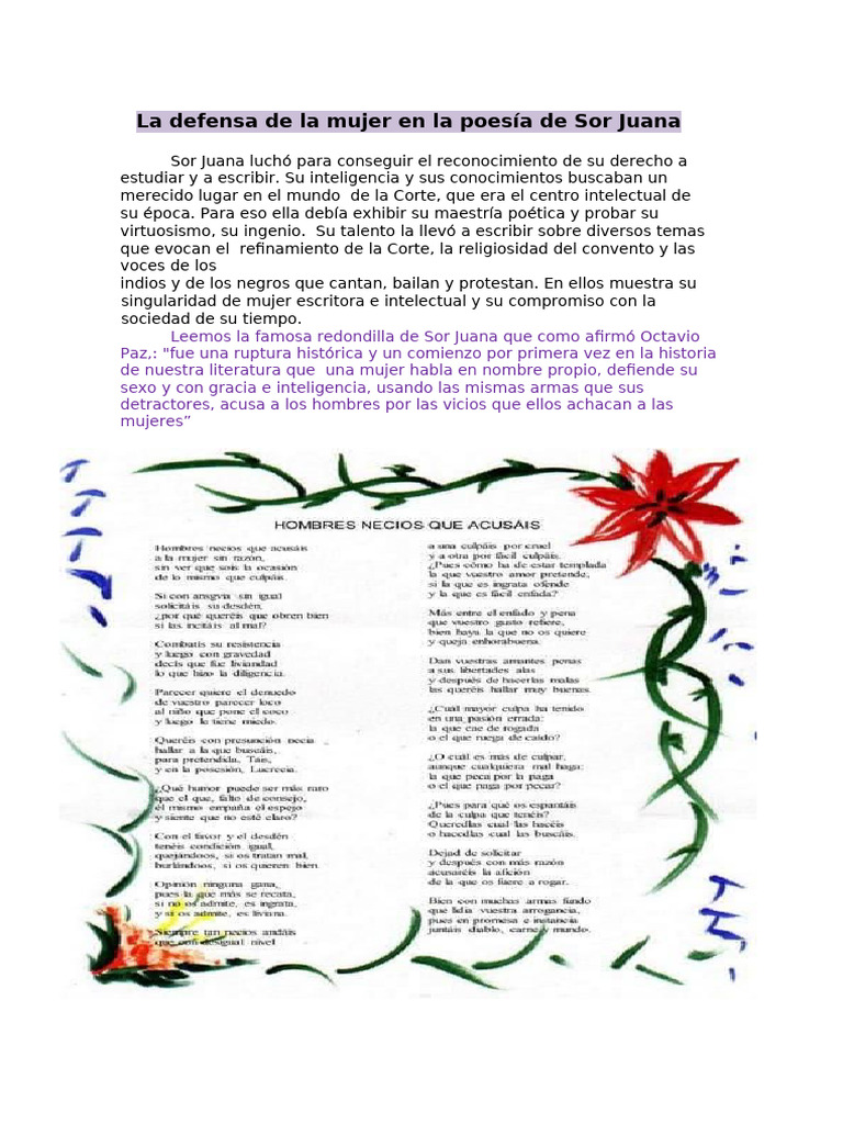 La Defensa de La Mujer en La Poesía de Sor Juana | PDF | Poesía